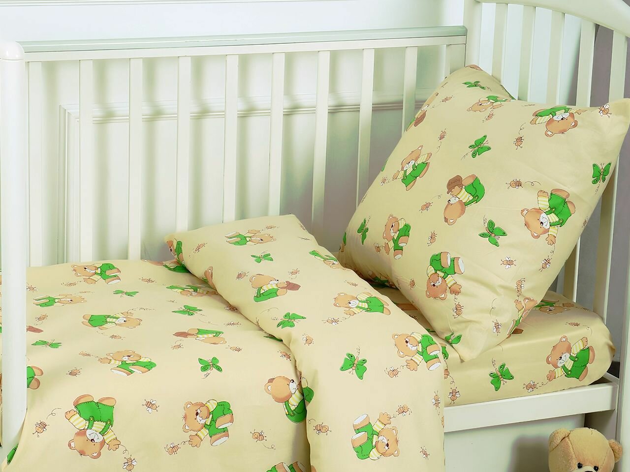 Детское постельное бельё бязь для детских кроваток - М - ГОСТ 142 - Сладкий Мёд бежевый