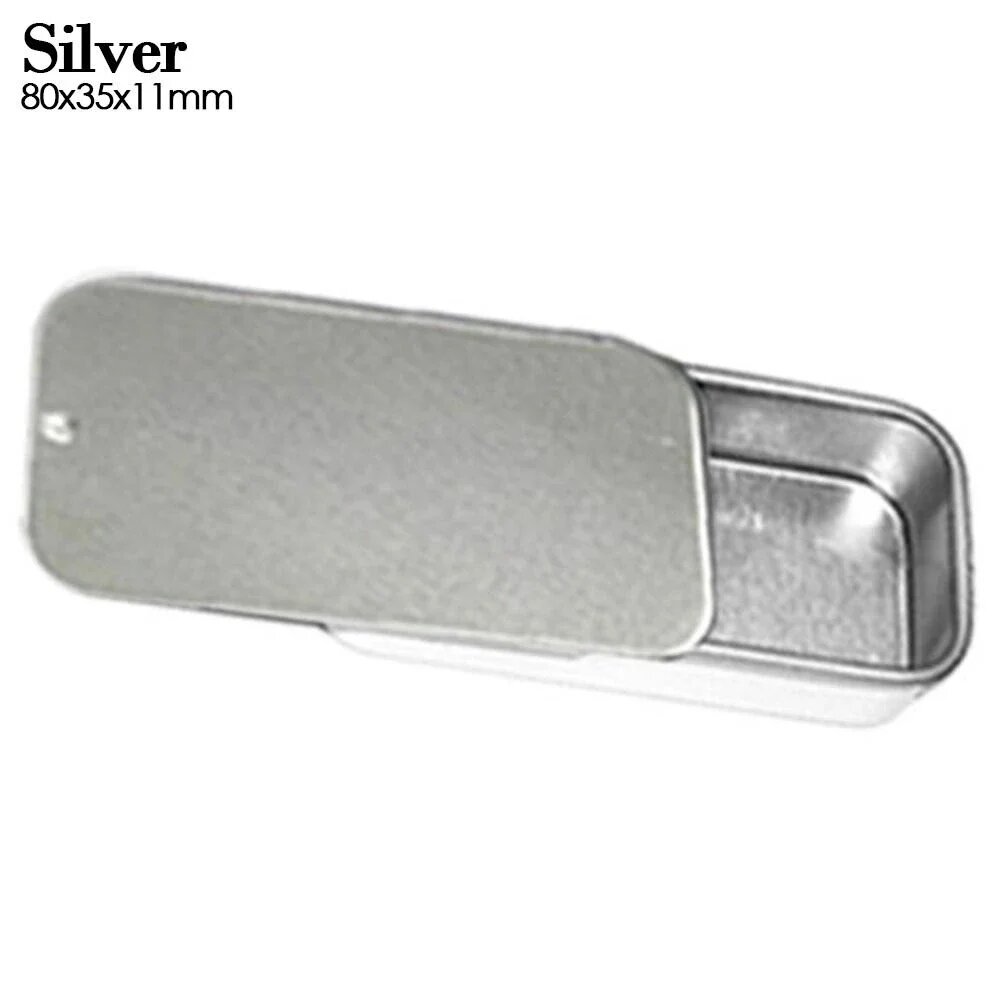 Металлическая мини прямоугольная коробка для хранения Серебряный, A6-8x3.5x1.1cm