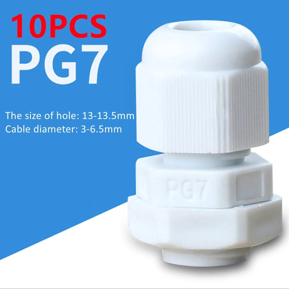 Нейлоновые кабельные вводы PG 7 9 11 13.5 16 19 IP68 PG7 White