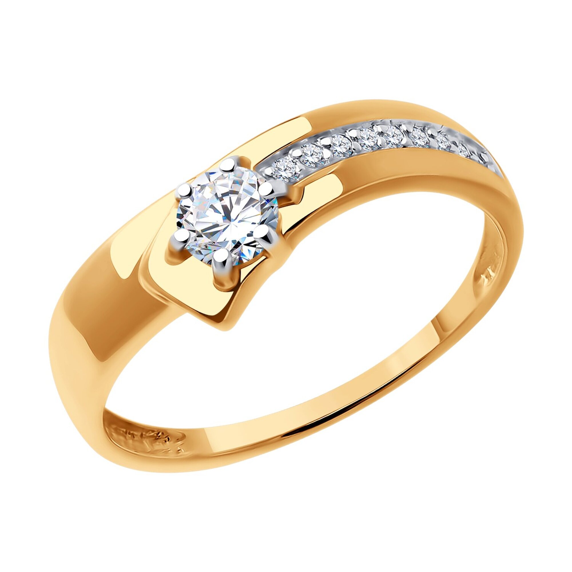 Кольцо, красное золото, 585 проба, фианит