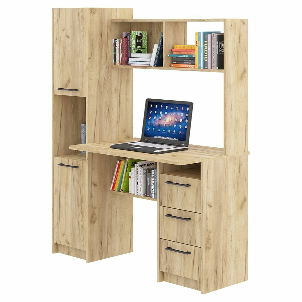 Стол компьютерный Фронда-6 + 1 комплект ящиков, Дуб крафт золотой