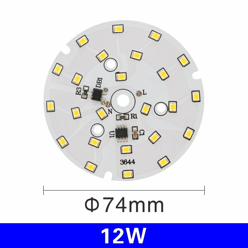 Светодиодный чип 12W Warm white, Ø74mm