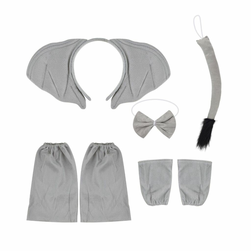 Реквизит для косплея животных-слонов-набор из трех частей с ушами слона, волосатым хвостом, запястьями и ступнями