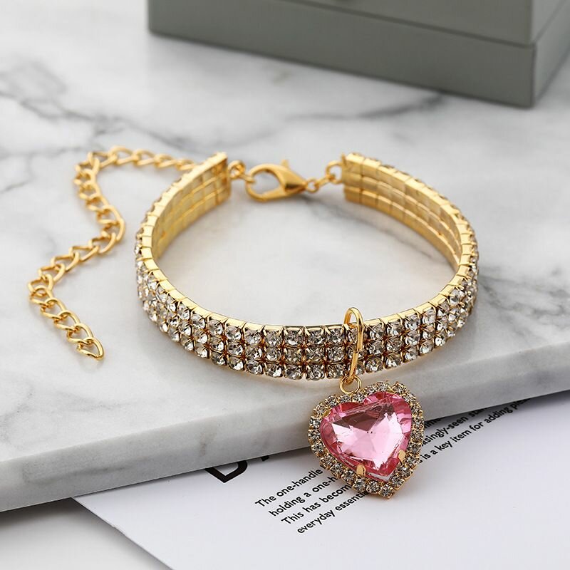 Декоративный ошейник для домашних животных с 3 рядами искусственных бриллиантов