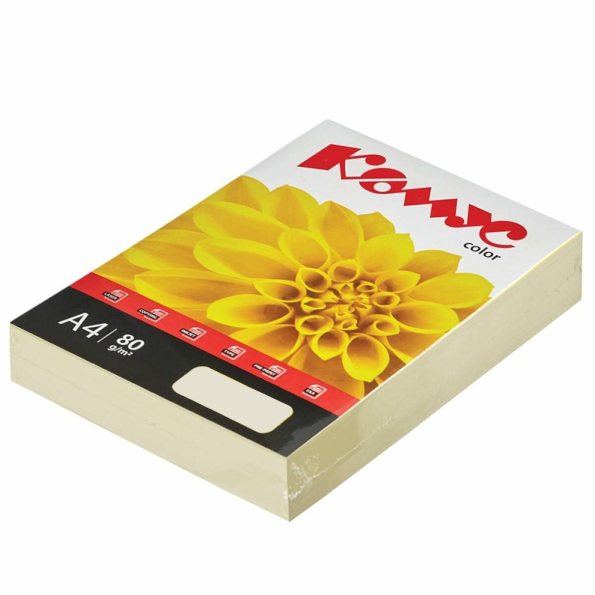 Бумага цветная А4 Комус Color, сливки пастель, 80 г/кв. м, 500 листов (619926), 5 уп.