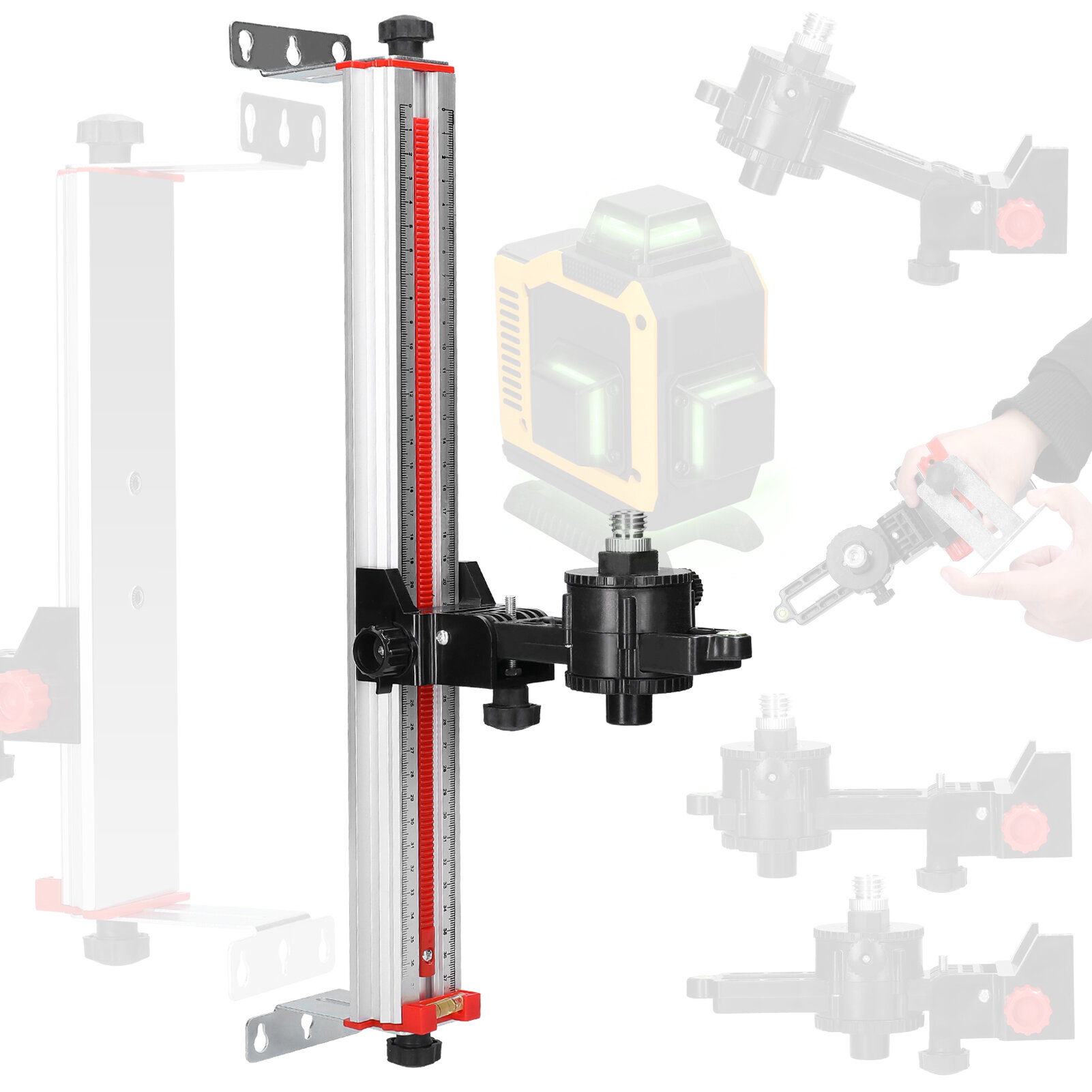 Стабильное крепление: кронштейн для лазерного уровня из алюминиевого сплава, регулируемый аксессуар для лазерного уровня с универсальным переходником для винтов от 1/4 до 5/8 дюйма, доступны размеры 2