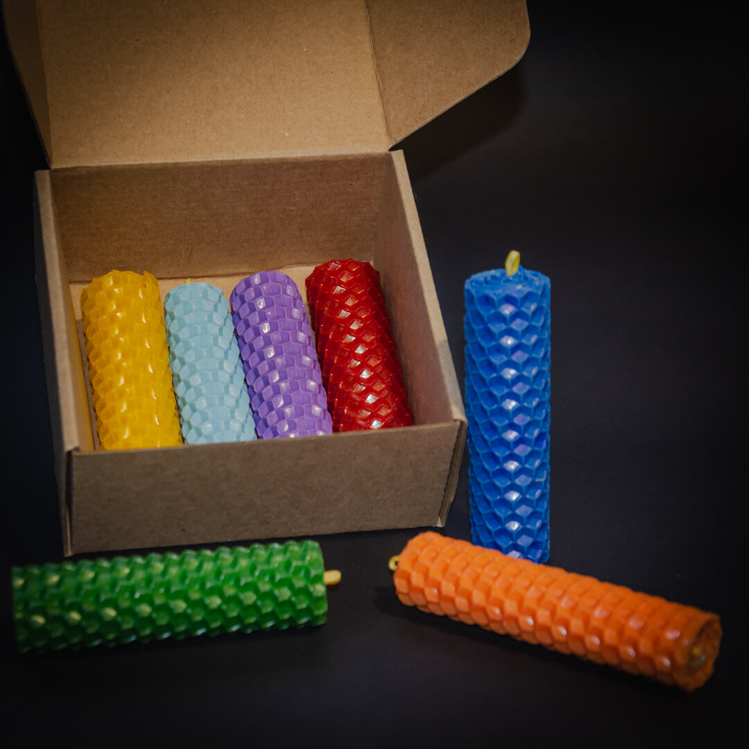 Чакровые мини-свечи для медитации , набор из 7 цветов, высота свечи 8 см, диаметр 2 см