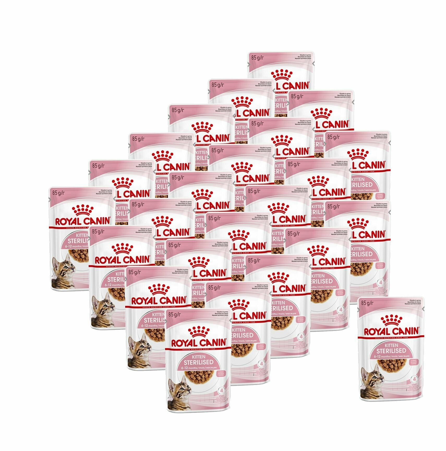 Royal Canin Kitten Sterilised влажный корм для котят в возрасте от 6 до 12 месяцев после стерилизации и кастрации, кусочки в желе, в паучах - 85 г х 24 шт.