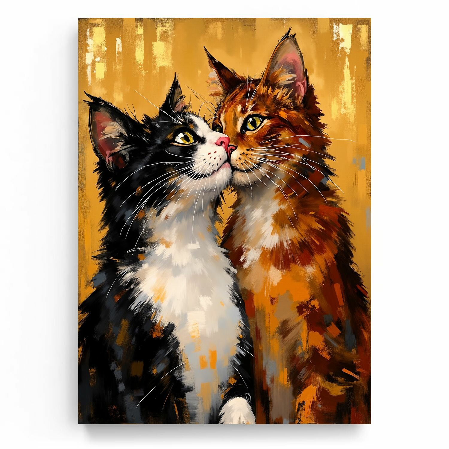 Картина Котики / Любовь, прикольные картины с котиками, 30х40 см.