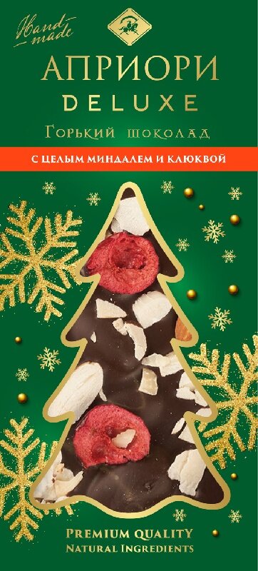 Шоколад априори Горький с миндалем и клюквой НГ 100г