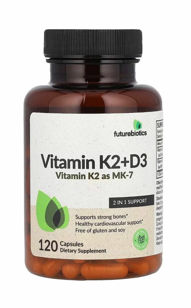 Витамин Д3 и К2, Vitamin K2 D3, 5000 МЕ, 90 мкг, 120 капсул
