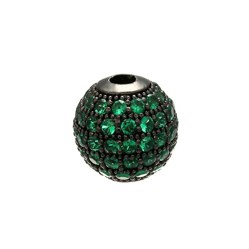 ZHUKOU латунные бусины кубический цирконий VZ223 Изумрудный, 6mm, black green