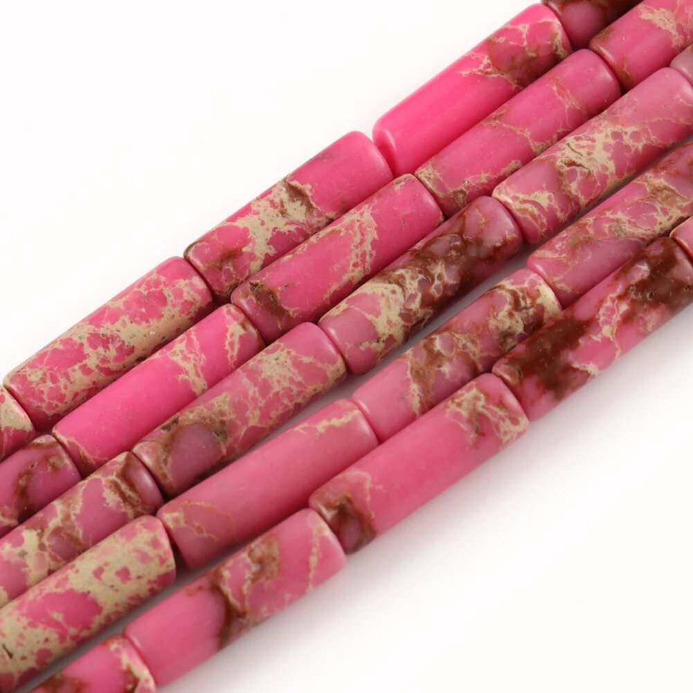 Бусины из агата, розовый, 4x13 мм, fuchsia sediment