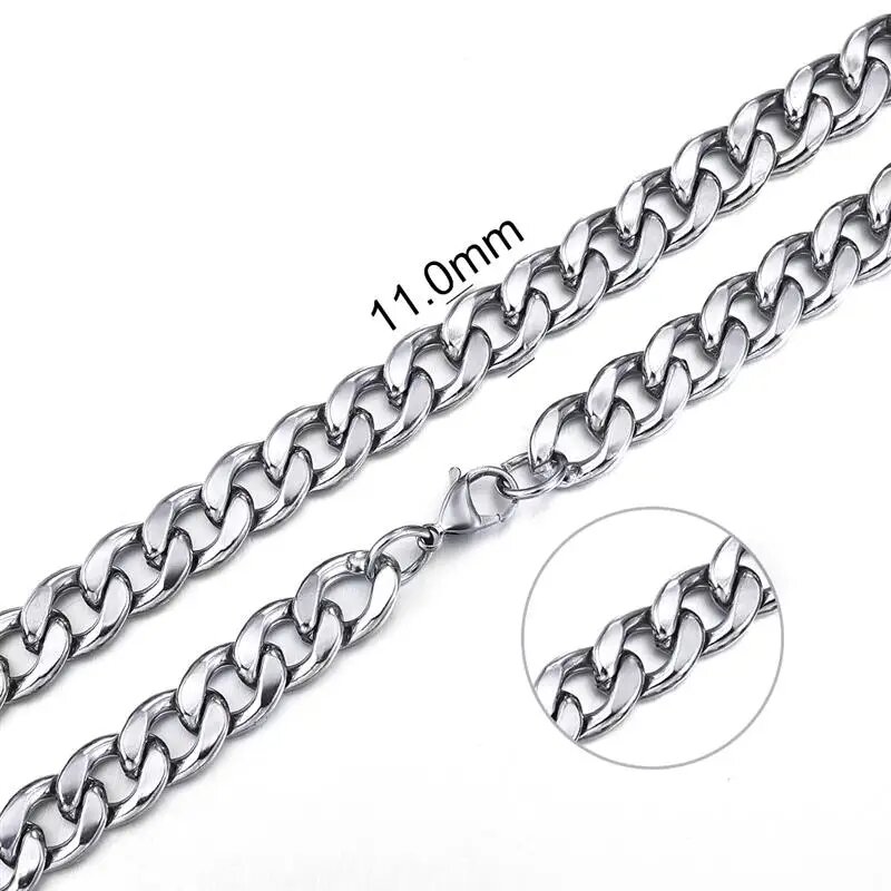 Цепочка из нержавеющей стали 60см, 11mm Silver Curb