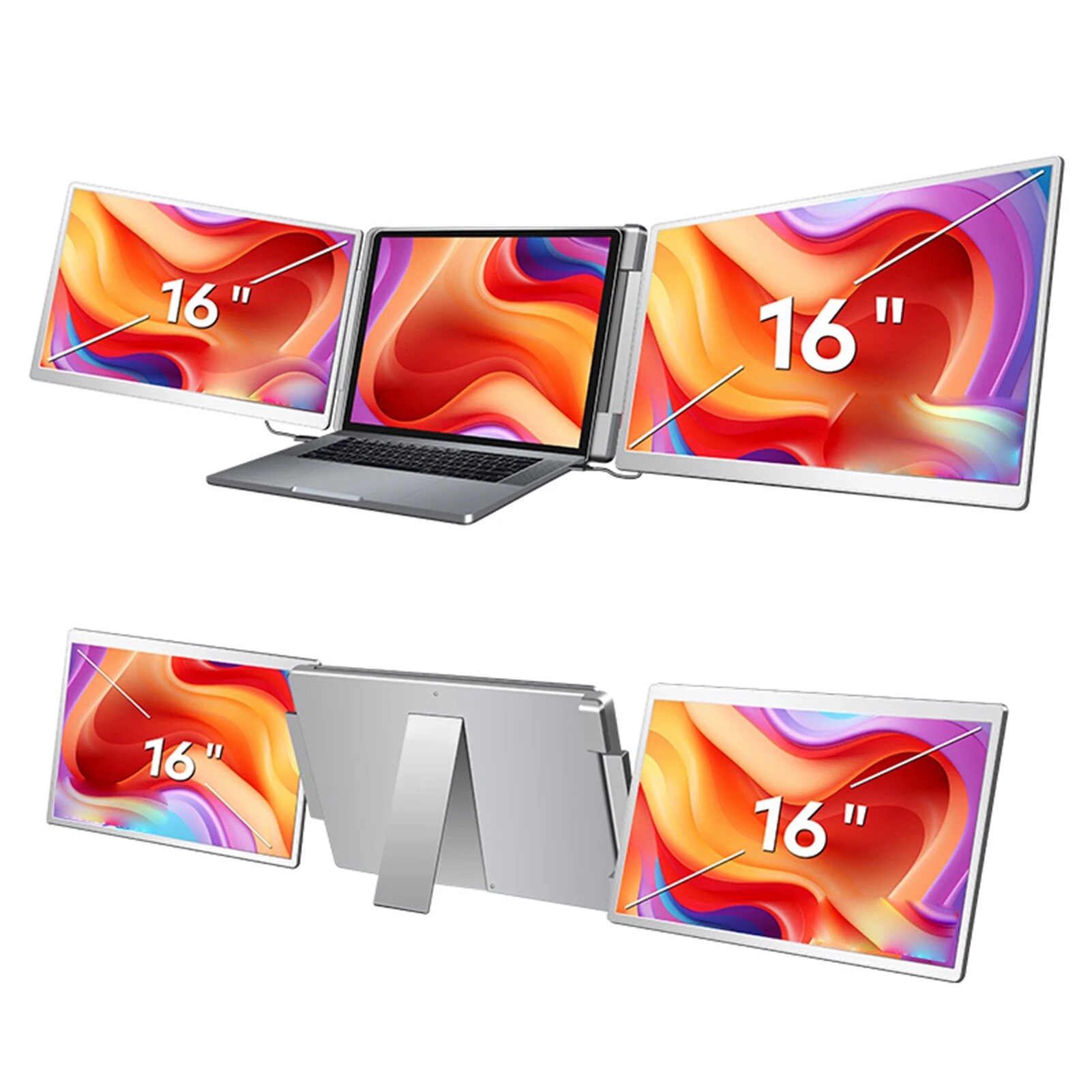 16-дюймовый удлинитель экрана ноутбука, тройной монитор FHD 1200P для ноутбука 12-18,5 дюймов, складной удлинитель монитора с подставкой, сумка для переноски