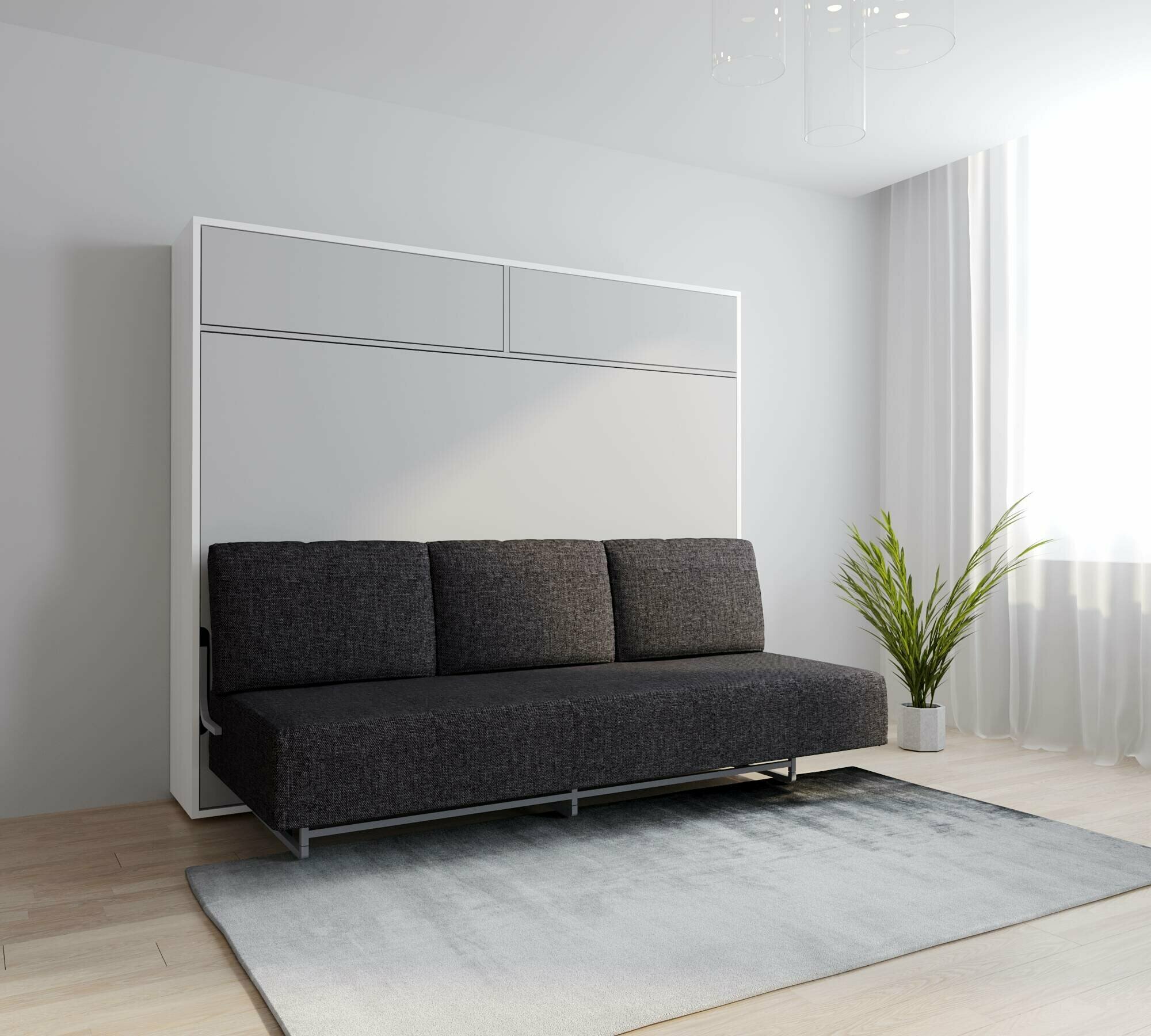 Шкаф кровать-трансформер с диваном Аджи Пуф 1400 с антресолью Лайт Тренд