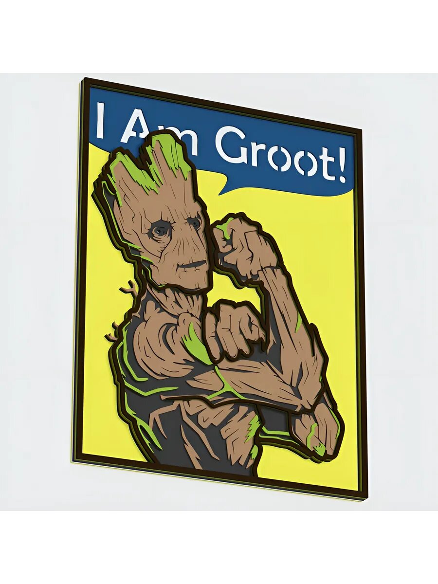 3D Картина по номерам из дерева Грут Постер, 23x30 см