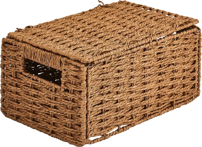 Корзина с крышкой для хранения 30x15x18 см бумага цвет коричневый