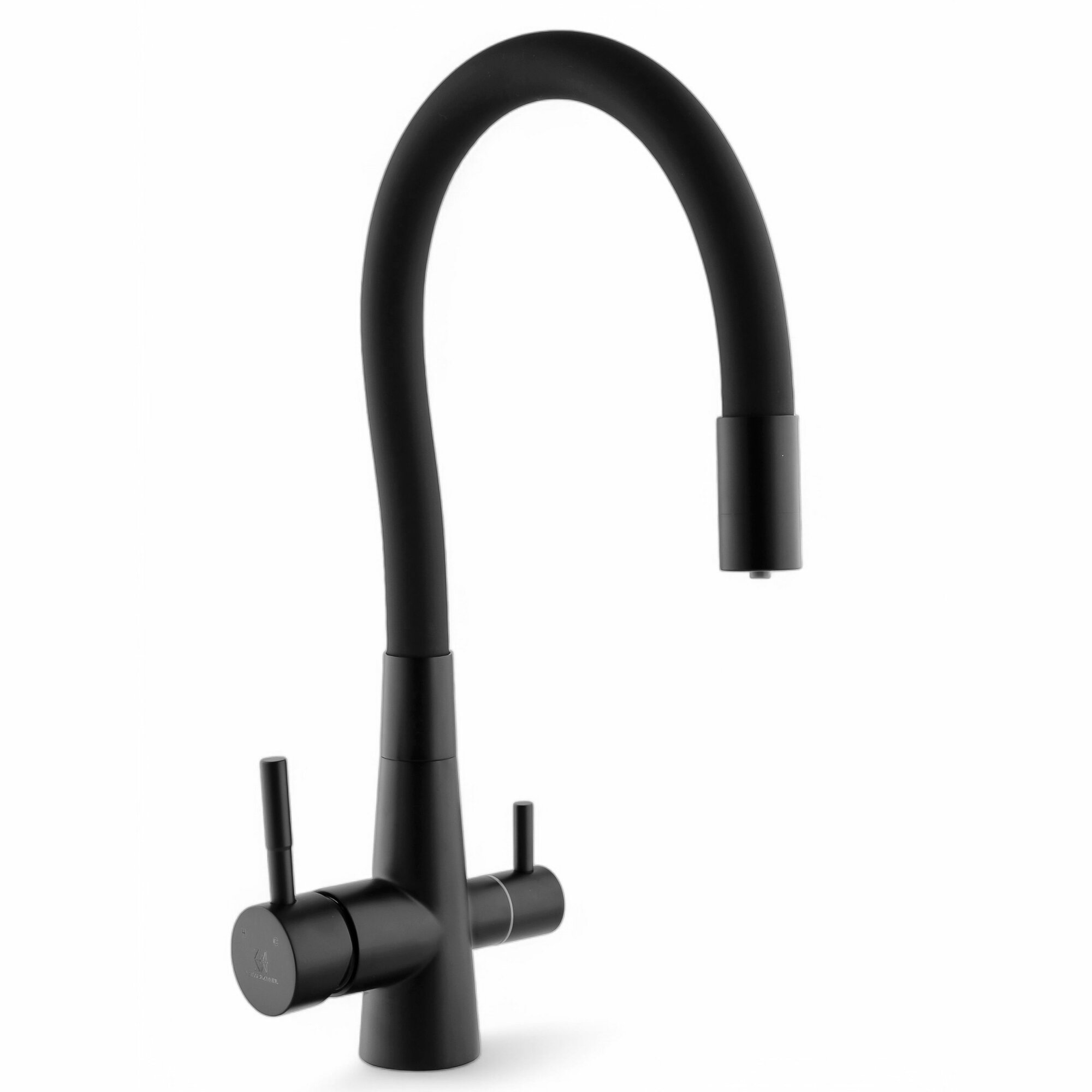 Смеситель для кухни с фильтром для питьевой воды черный с гибким черным изливом