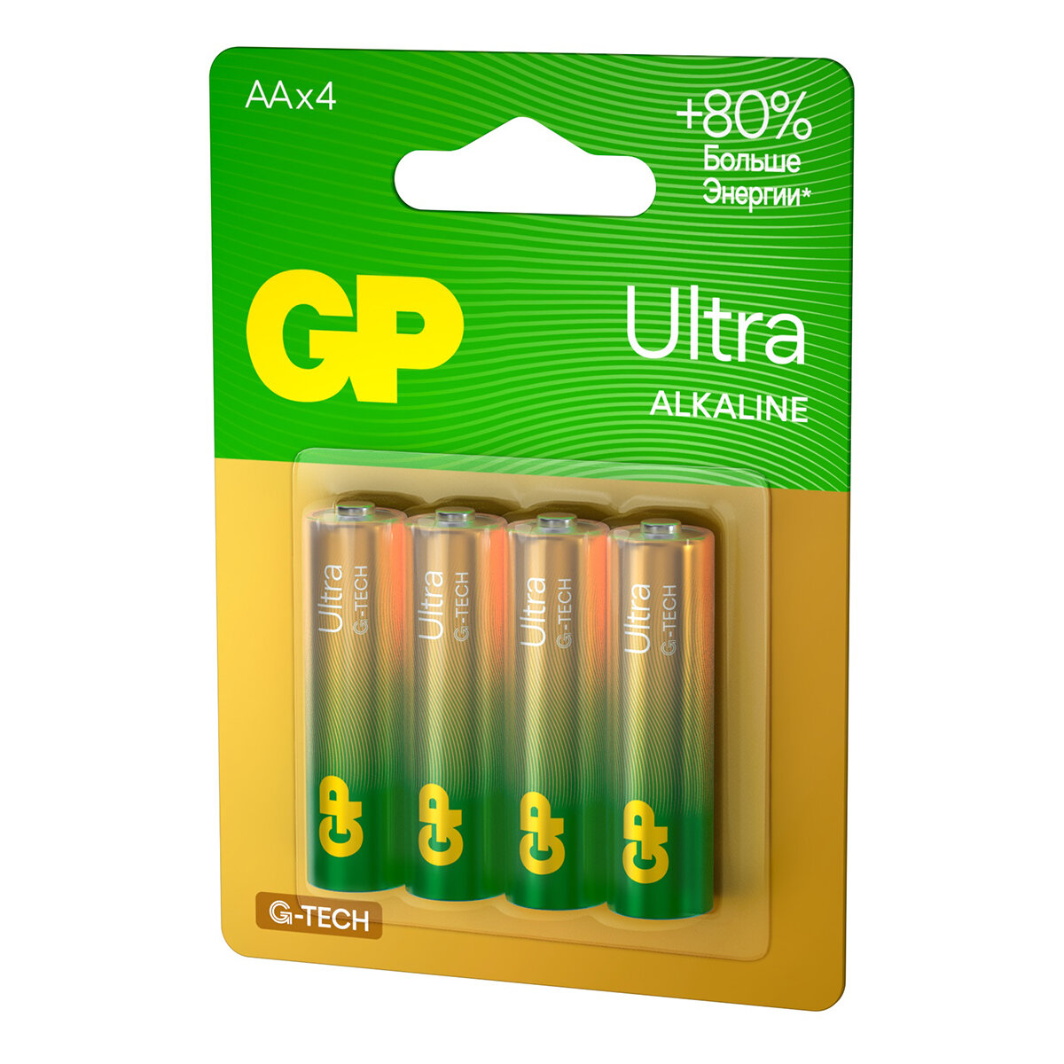 GP Ultra Alkaline G-Tech 15A AA батарейки 4 шт в блистере GP 15AUA21-2CRSBC4