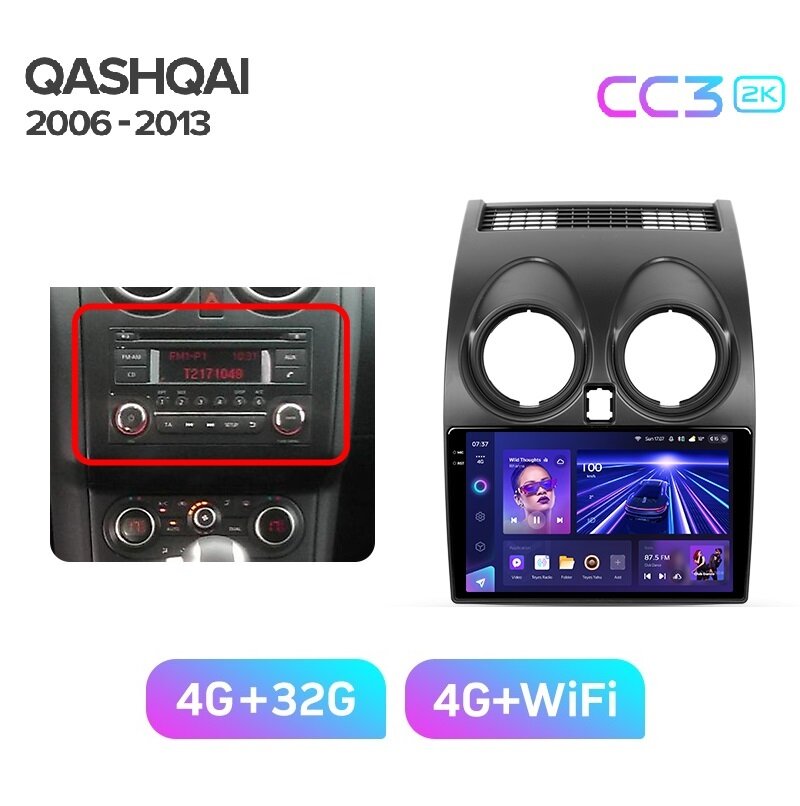 Магнитола TEYES NISSAN QASHQAI J10 2006-2013 г. CC3 2K 4/32 ГБ голосовое управление В подарок!