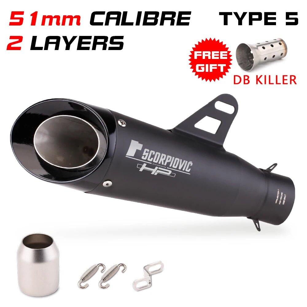 Выхлопная труба для мотоцикла 51 мм/60 мм с дБ-убийцей, выхлопная труба для мотоцикла, глушитель из углеродного волокна, выхлопная труба gp-design TYPE-5 51mm