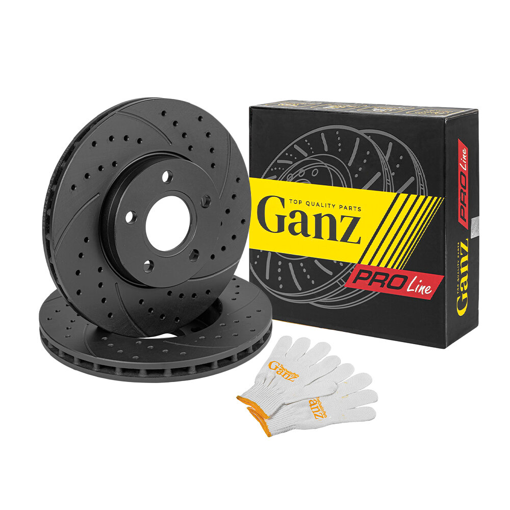 Диск тормозной GANZ передний перфорированный PRO-Line с покрытием (комплект - 2 шт) FORD Focus III / C-Max II / VOLVO V40 12> Арт: GIJ10037S