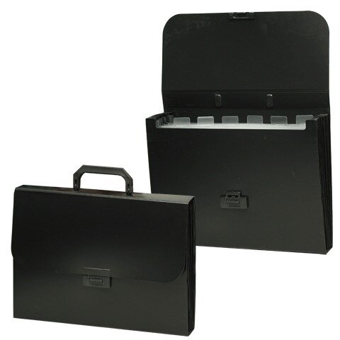Портфель пластиковый Brauberg Energy, А4 256х330 мм, 6 отделений, черный (221204)