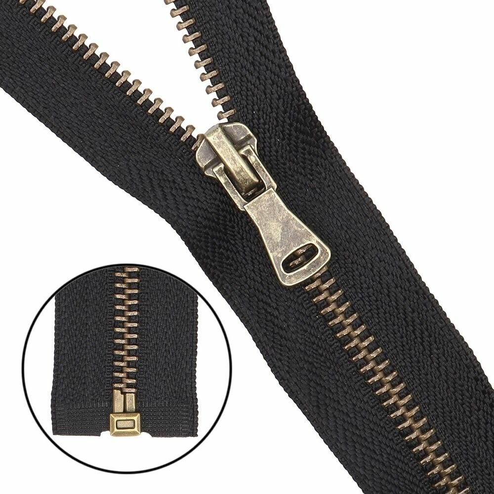 Молния айрис металл-антик, 75 см 580 черный, 5 шт