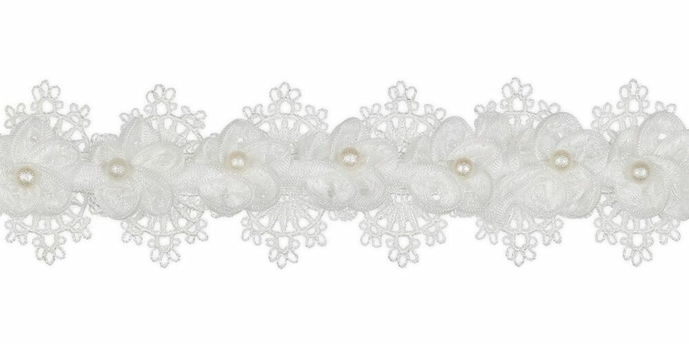 Декоративная лента Floranta "Daffodil", 38 мм, 5 м, №01, белая