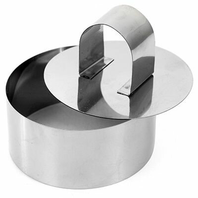 Кулинарная форма КНР Для гарниров, салатов, кондитерских изделий, 10х10х4 см, крышка-пресс 9,7 см, нержавеющая сталь