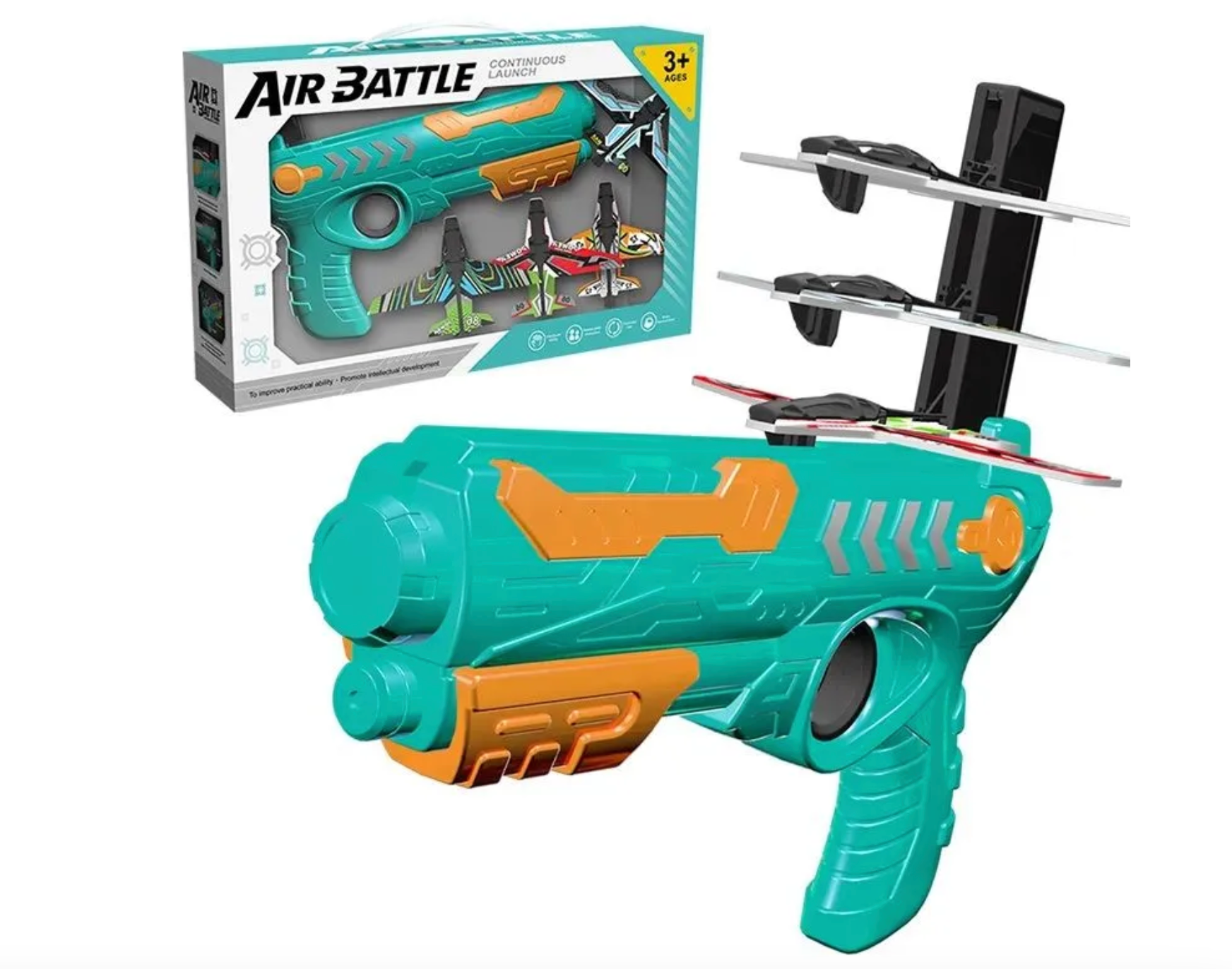 Бластер AIR BATTLE пистолет 666 стреляет самолетами 25 см