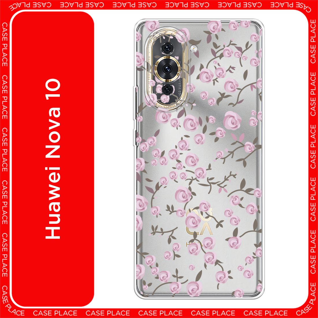 Чехол на Huawei Nova 10 / Хуавей Нова 10 с принтом Нежно-розовые розы 2, прозрачный