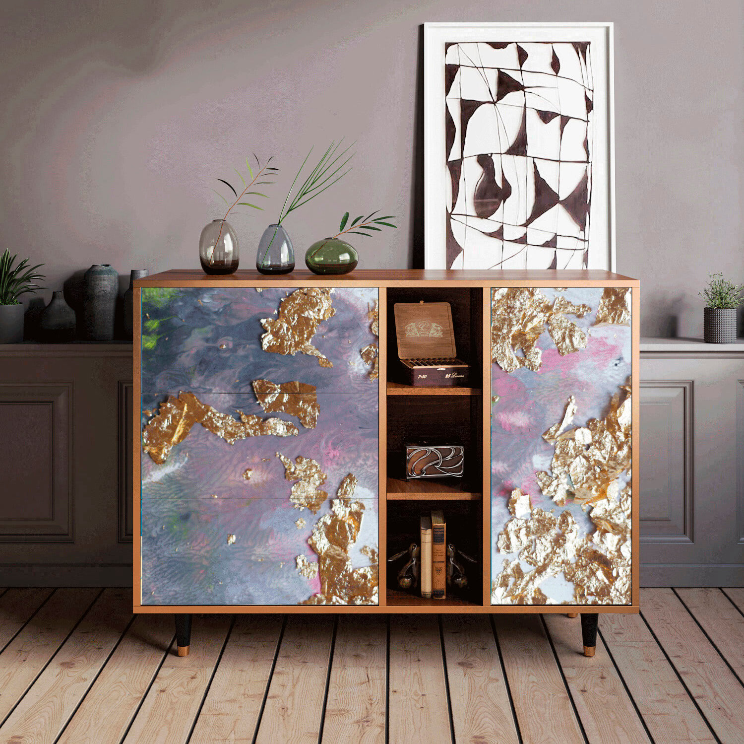 Комод - STORYZ - BS2 Planet Earth, Разер - 125 x 97 x 48 см , Цвет корпуса - Орех