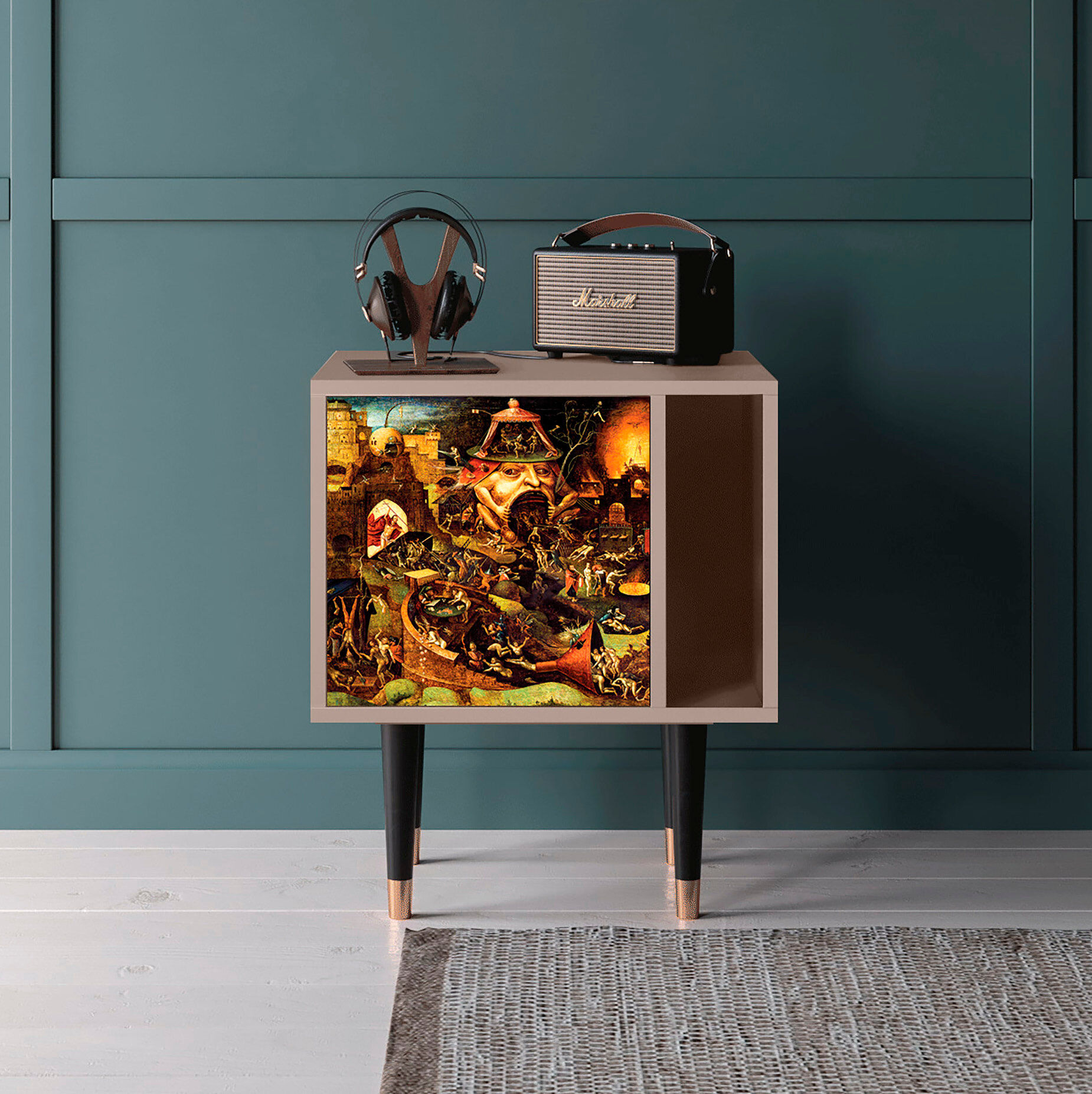 Прикроватная тумба - STORYZ - S2 Christ in Limbo by Hieronymus Bosch , Размер - 58 x 69 x 48 см, Цвет - Бежевый