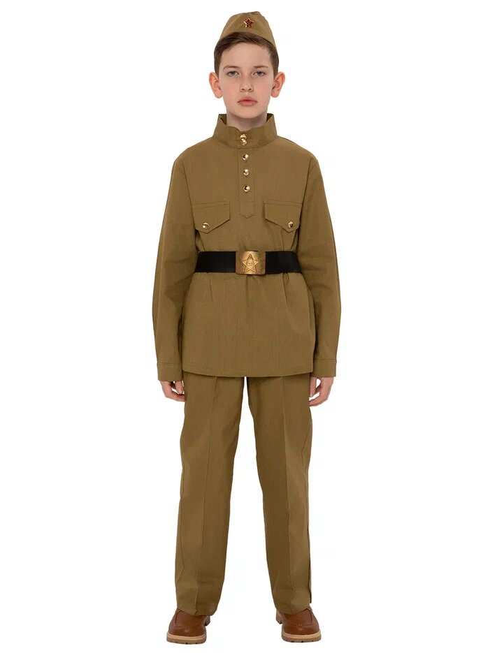 Детская военная гимнастерка с прямыми брюками р.104-110 (р.28) диагональ, хаки