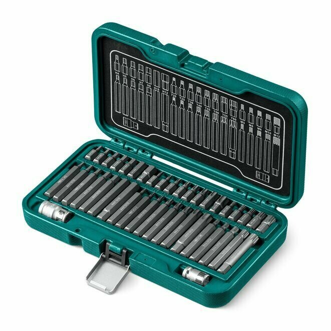 Набор специальных бит, хвостовик 10 мм под квадрат 1/2", KRAFTOOL THS-42, 42 шт (HEX, TX, SPLINE)