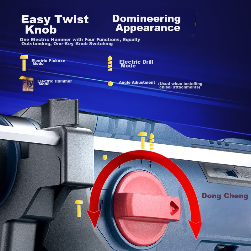 Dongcheng Industrial-Grade Brushless Cordless Rotary Hammer WZC22D, Impact Drill, Electric Hammer, Electric Pick, Electric Drill, Three-In Power Tool