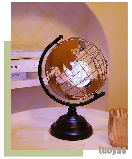 Сувенир металл свет "Глобус со стрелой" чёрный, LED 32х21х32 см / 9540285