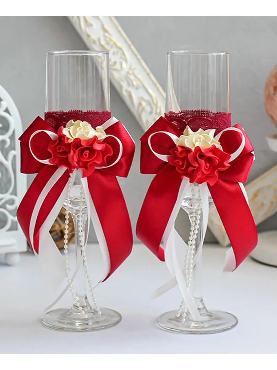 Свадебные бокалы для шампанского фужеры