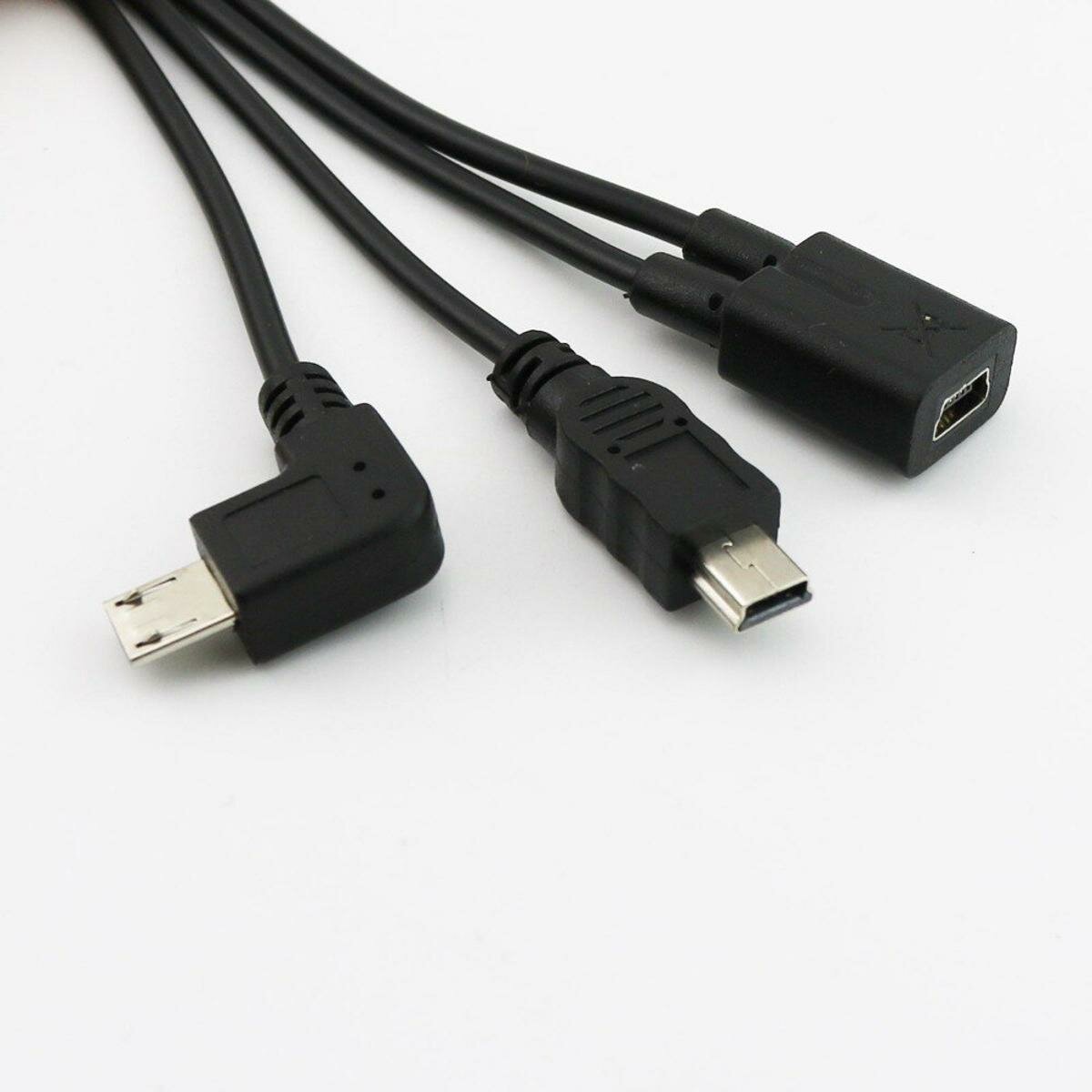 1 шт. Mini USB 5 Pin Female to Micro 5 Pin Angled & Mini 5 Pin Male Y-образный разветвитель кабеля 30 см