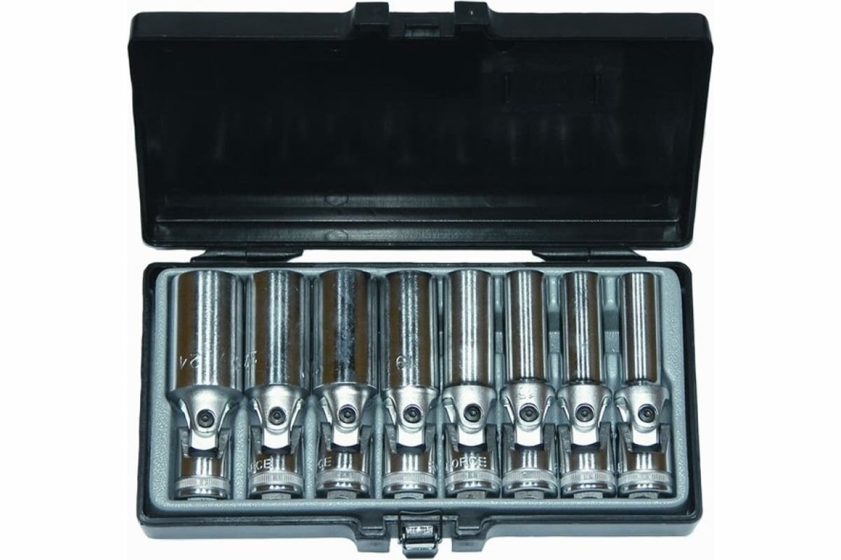 FORCE Набор торцевых головок 1/2"DR 6-гранных (13-24 мм) глубоких, с карданом, 8 пр. F-4084