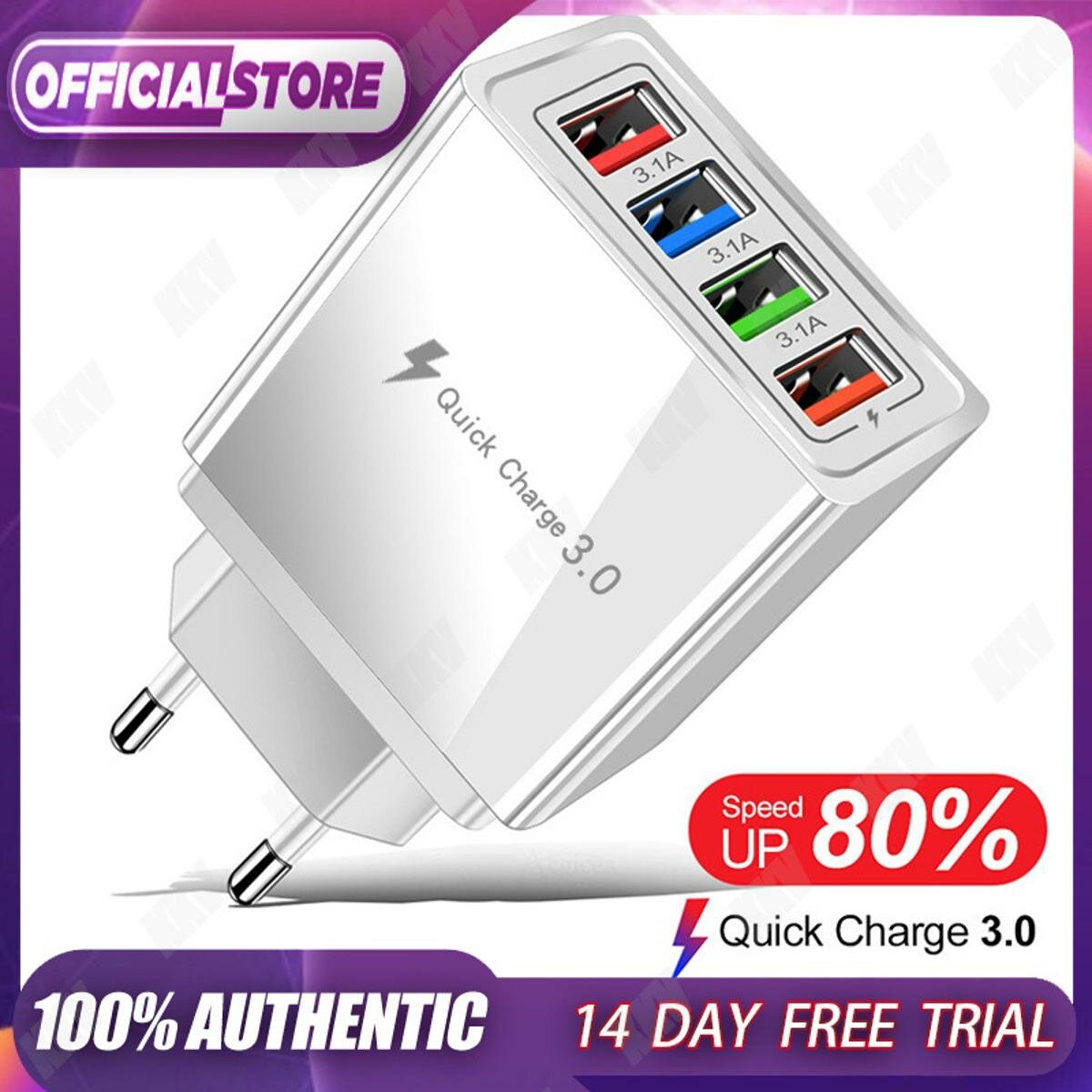 5v 3.1A 4 порта USB быстрая зарядка быстрая зарядка светодиодный светильник настенное зарядное устройство адаптер