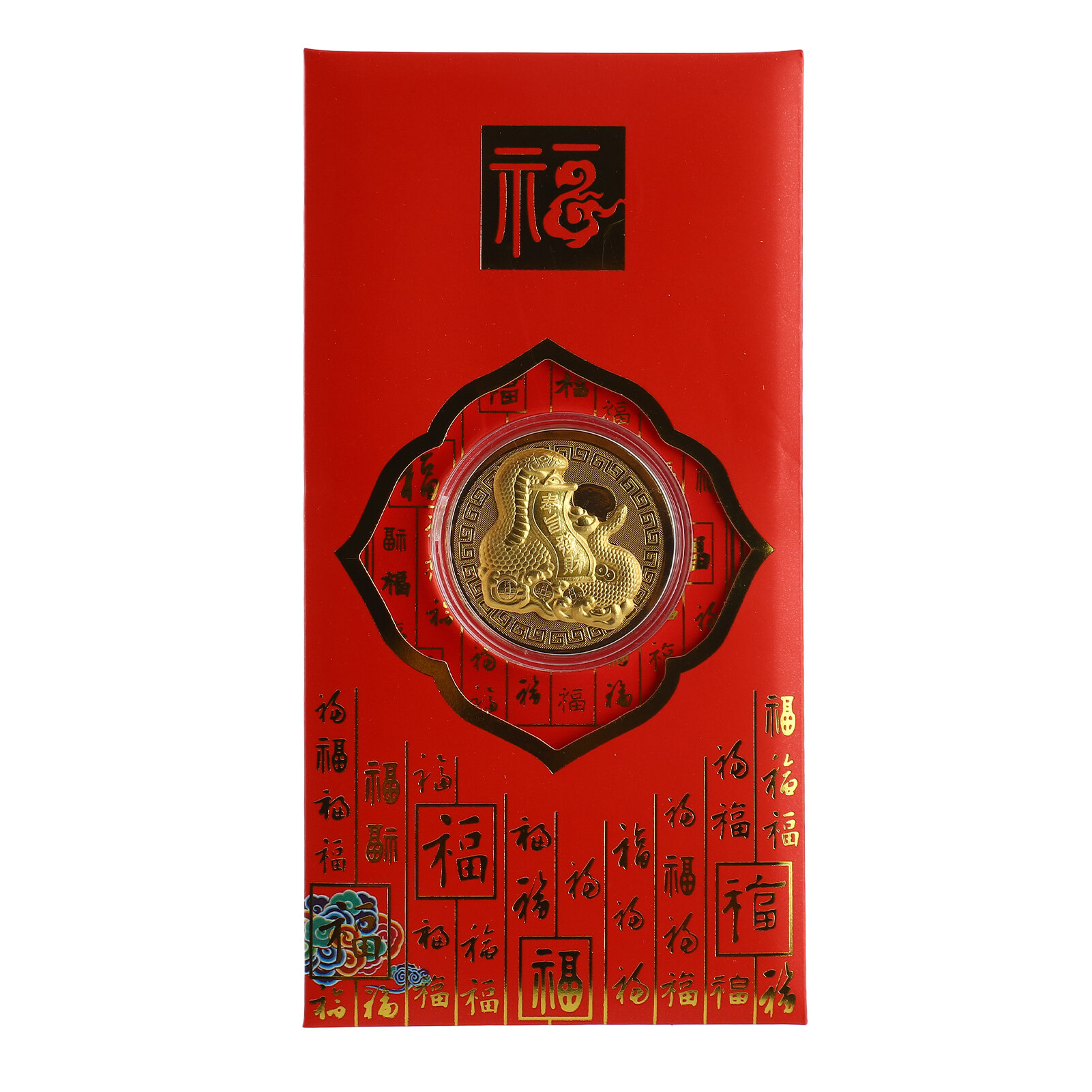 Золотая монета Красный конверт Год Змеи Счастливые денежные конверты для праздника Весны Новый год