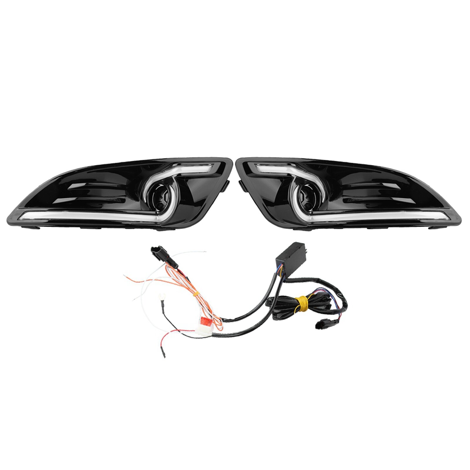 1 пара дневных ходовых огней с поворотниками, 2‑цветные светодиодные противотуманные фары для Ford Fiesta 2013‑2016 гг.