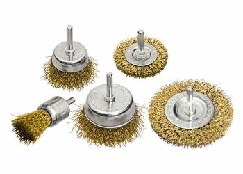 Набор щеток для дрели, 5 шт, 2 плоские, 50-75 мм + 3 чашки, 25-50-75 мм, со шпильками MATRIX 74492