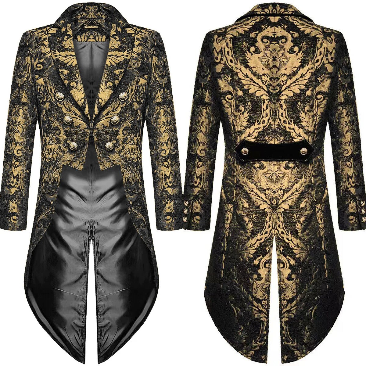 Мужской костюм-фрак в стиле стимпанк Devil Fashion, Golden, XXXL