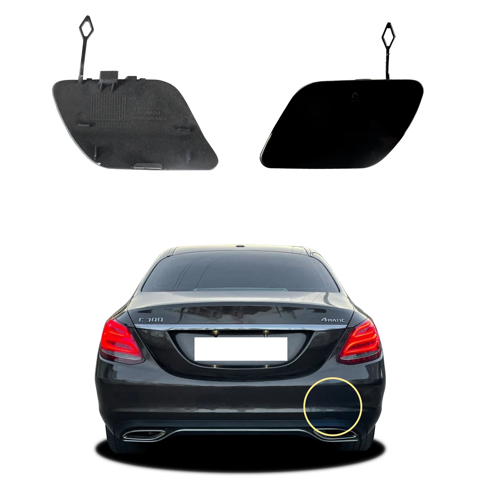 Крышка буксировочного крюка Mercedes C-Class W205, Black rightside