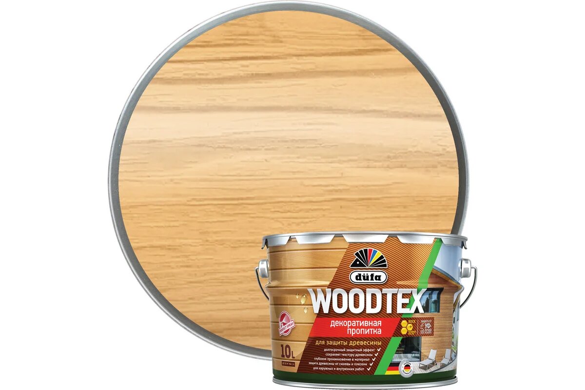 Пропитка Dufa Woodtex алкидная для защиты древесины, сосна 9л