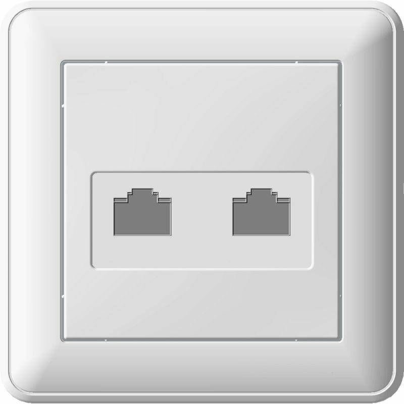 Двойная телефонная розетка с рамкой, белая RJ11 WESSEN 59 Schneider ELectric RSI-251TT-18